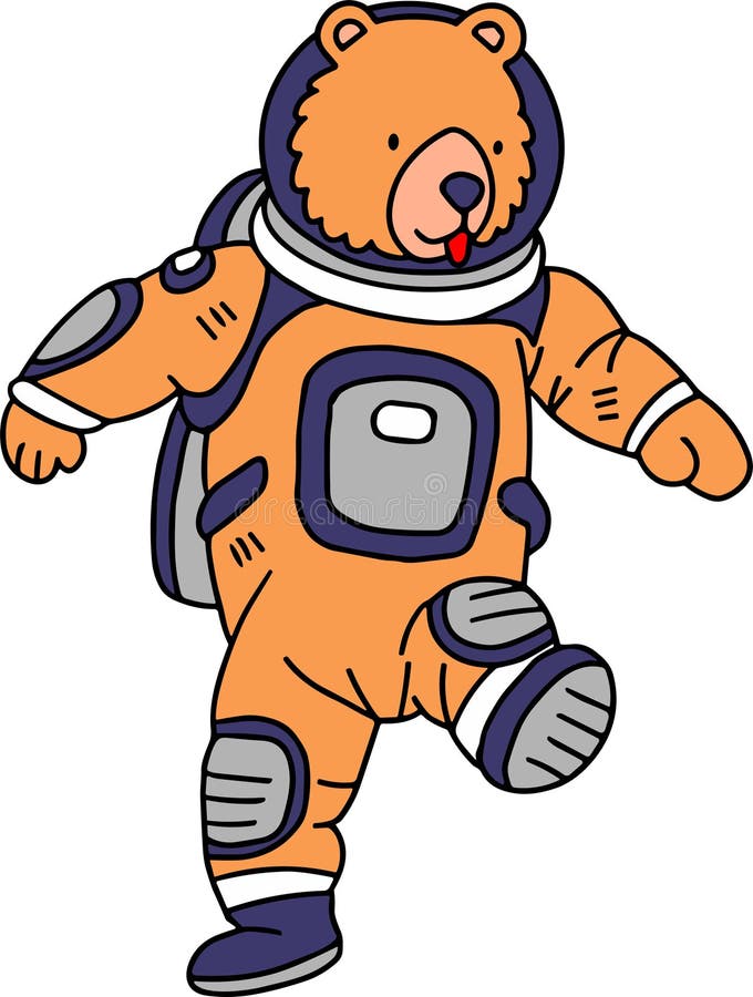 A Cartoon Bear in a Spacesuit is Jumping Up and Down Stock Vector ...