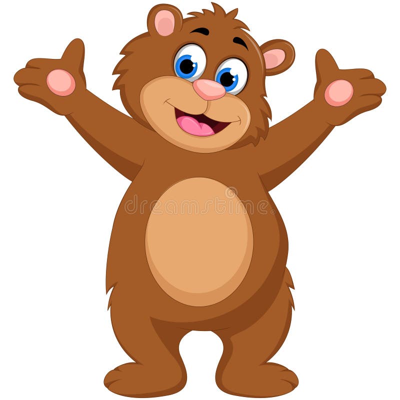 Cartoon Bear Waving Hand with Stand Stock Illustration - Illustration ...
