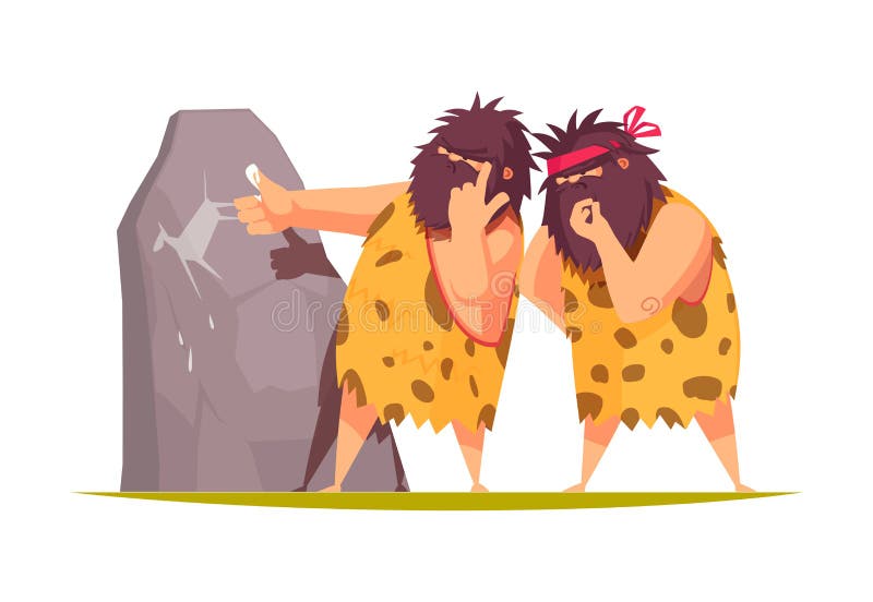 Cavemen Cartoon Illustration Stock Vector - Illustration of element ...