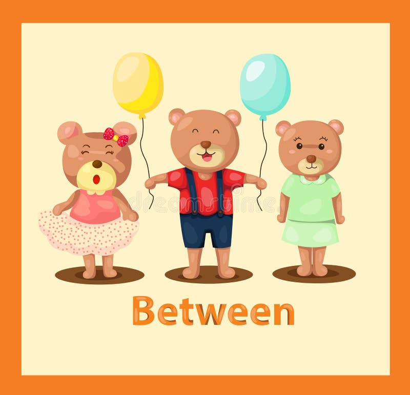 Cartoon Bears with Vocabulary between Stock Vector - Illustration of ...