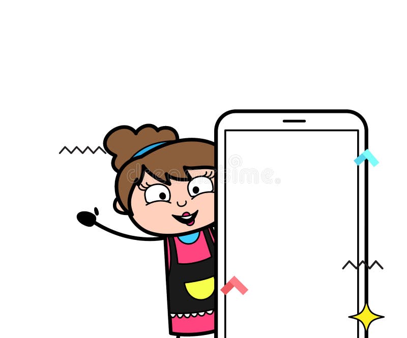 Cartoon Boy with Empty Cell Phone Screen Stock Illustration ...