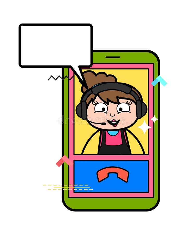 Cartoon Beautician Video Calling on Mobile Stock Illustration ...