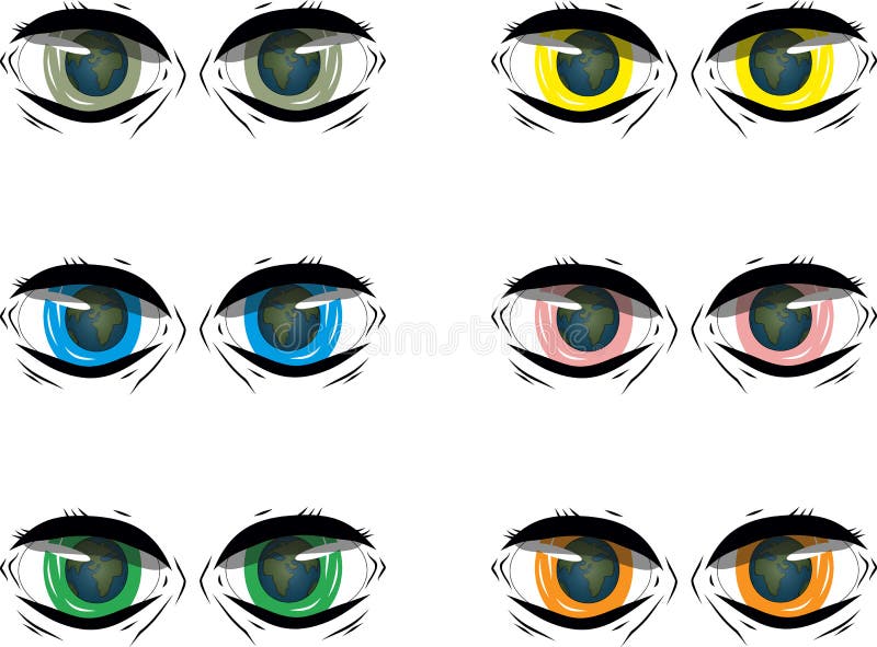 Cartoon Beautiful Eyes Vector Set. Eyes with Different Characters Stock ...
