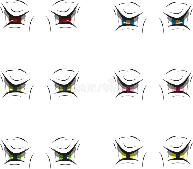 Cartoon Beautiful Eyes Vector Set. Angry Eyes of Devil. Stock Vector ...