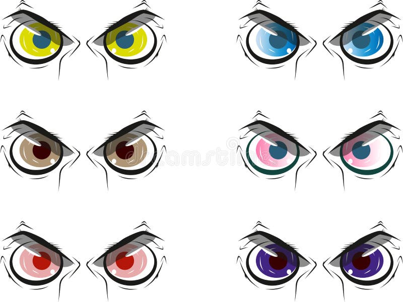 Cartoon Beautiful Eyes Vector Set. Angry Eyes of Devil. Stock Vector ...