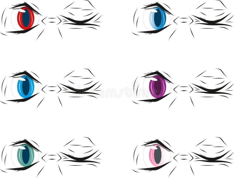 Cartoon Beautiful Eyes Vector Set. Angry Eyes of Devil. Stock Vector ...