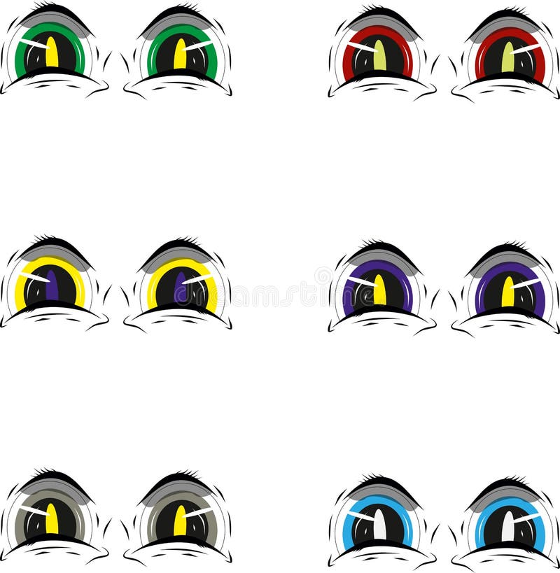 Cartoon Beautiful Eyes Vector Set. Angry Eyes of Devil. Stock Vector ...