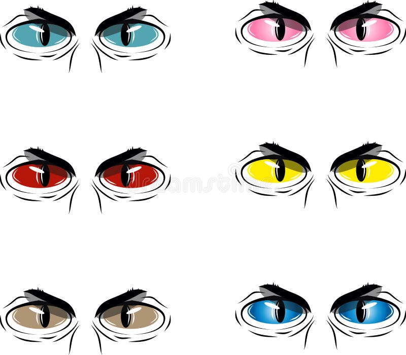 Cartoon Beautiful Eyes Vector Set. Angry Eyes of Devil. Stock Vector ...