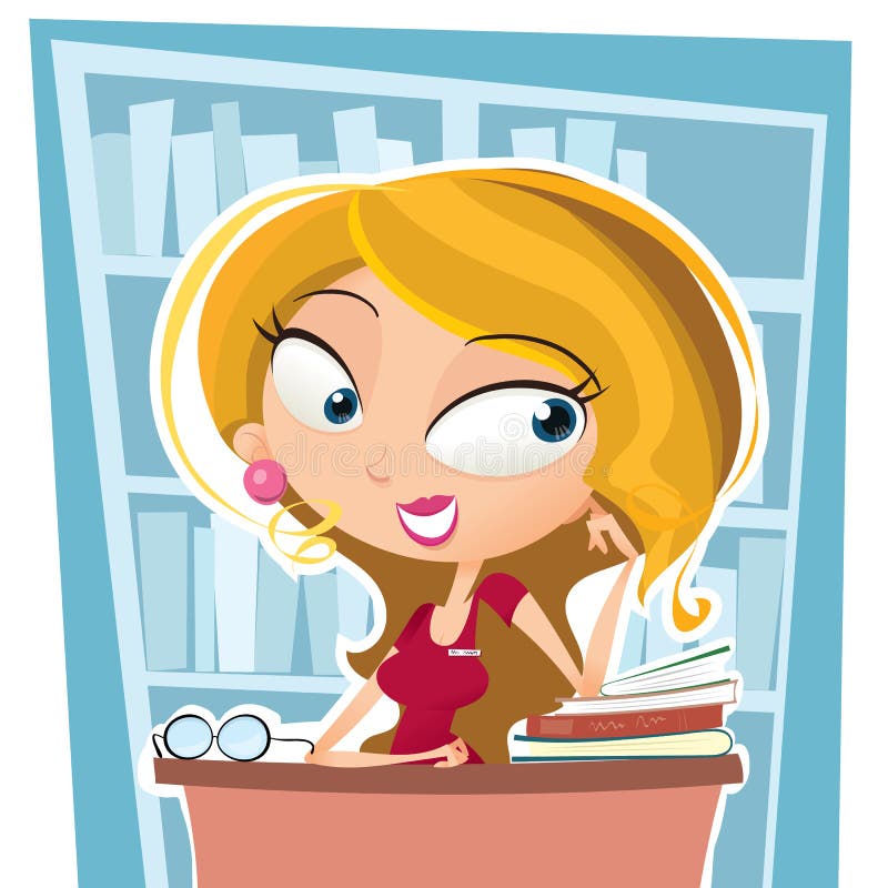 Cartoon Beautiful Librarian Stock Vector - Illustration of librarian ...
