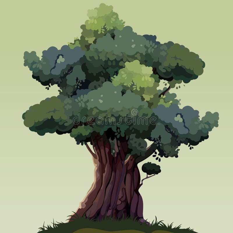 Cartoon Beautiful Tree With Green Foliage Stock Vector - Illustration ...