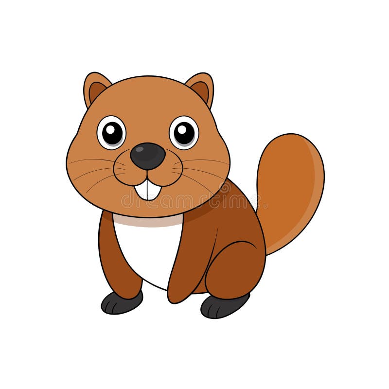 Cartoon Beaver Smiling on White Background, Cartoon Style Image Stock ...