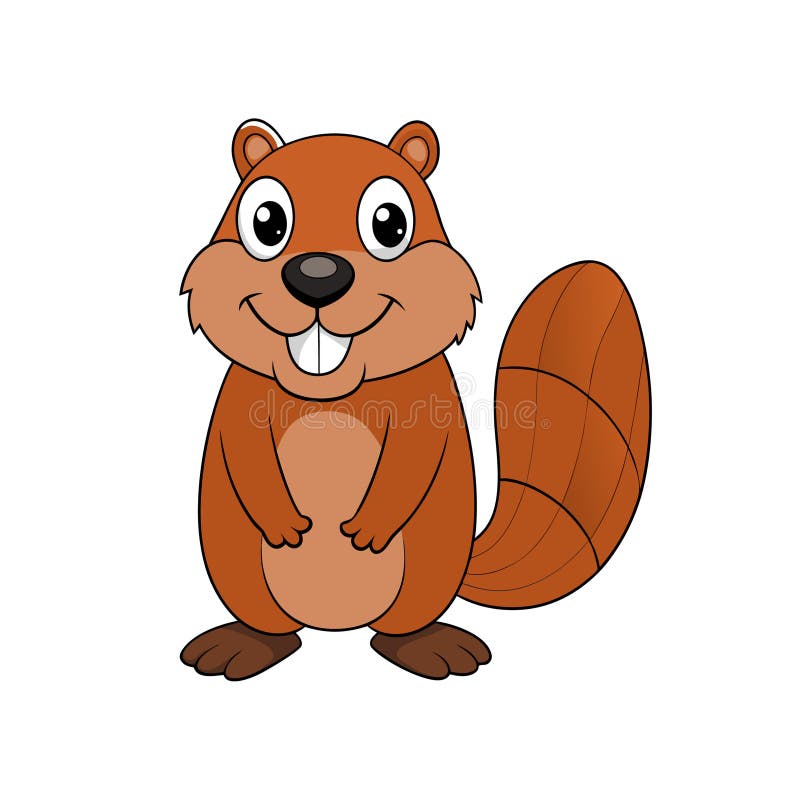 Cartoon Beaver Standing Upright with a Friendly Happy Face Stock Photo ...