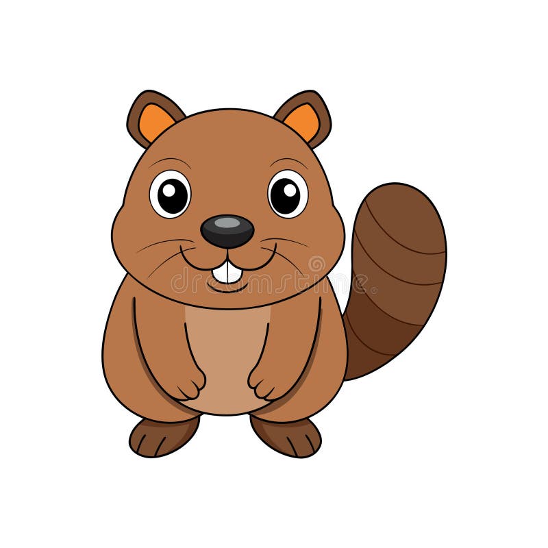 Cartoon Beaver Vector Illustration Standing, Friendly and Inviting Pose ...