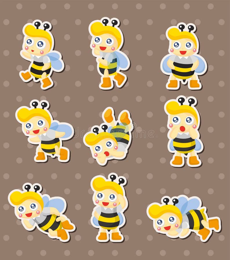 Cartoon Bee Boy Stickers Stock Illustrations – 18 Cartoon Bee Boy ...