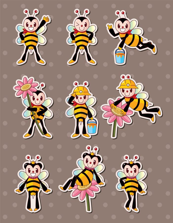 Cartoon bee boy stickers stock vector. Illustration of isolated - 26865109