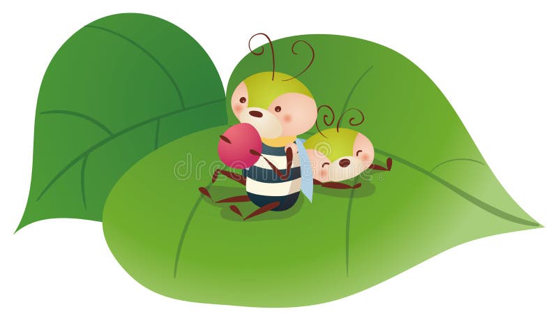 Cartoon bee eating fruit stock illustration. Illustration of fragrance ...
