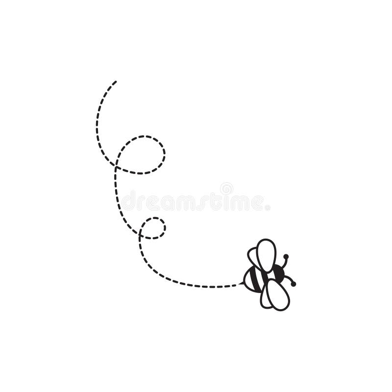 Bee Flying On A Dotted Line Path Stock Vector Illustration Of Icon