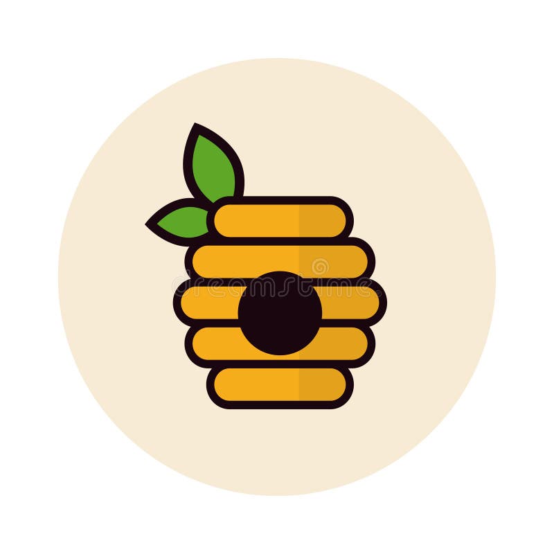 Cartoon Bee House With Leaves Icon Stock Vector - Illustration of farm ...