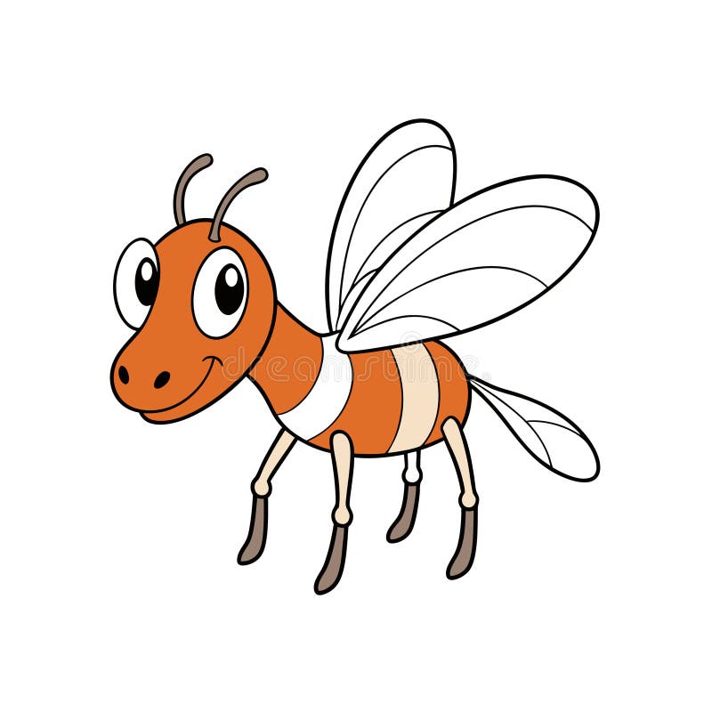 Cartoon Bee Illustration Featuring a Smiling Insect Character Stock ...