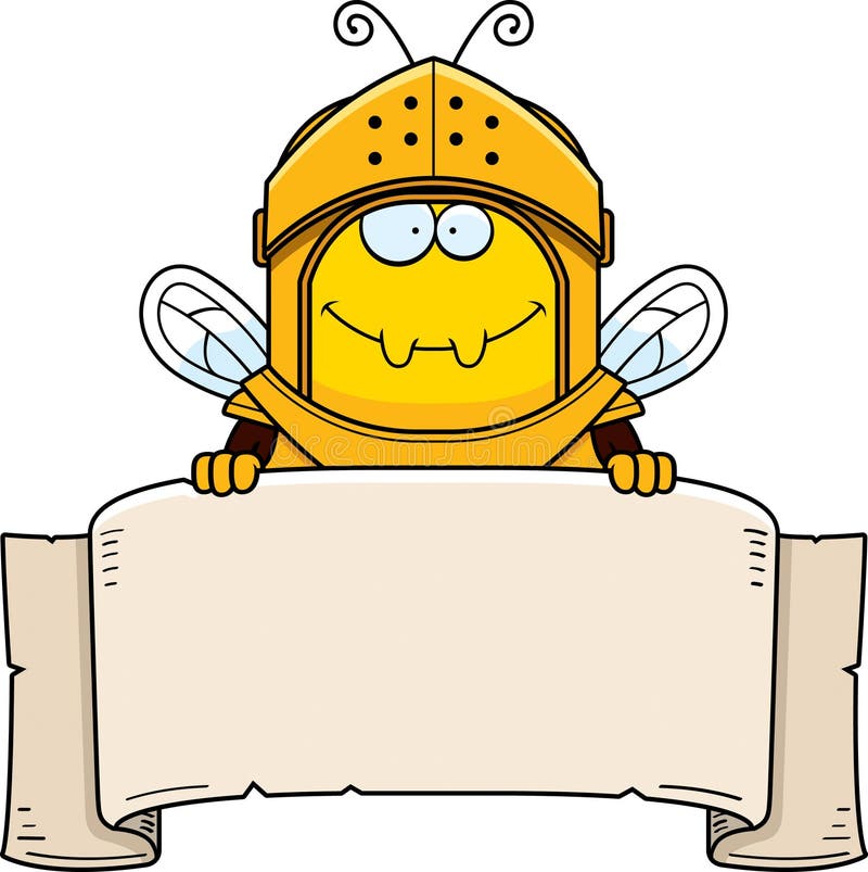 Cartoon Bee Knight Banner stock vector. Illustration of happy - 115895797