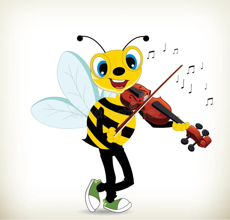 Cartoon bee playing violin stock vector. Illustration of orchestra ...
