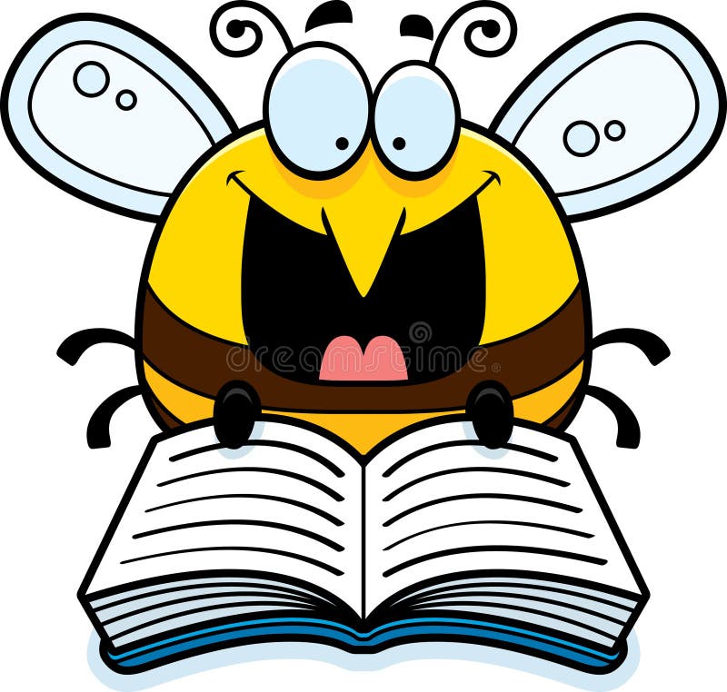 Cartoon Bee Reading stock vector. Illustration of story - 47089599