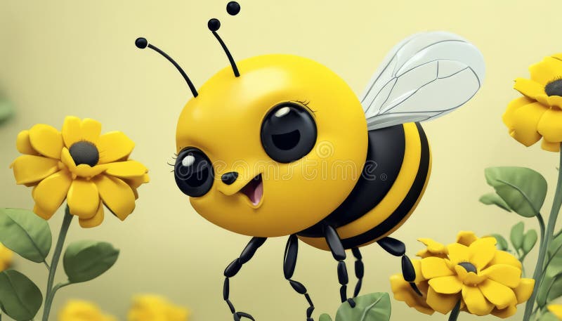 A Cartoon Bee with a Smile on Its Face Stock Illustration ...