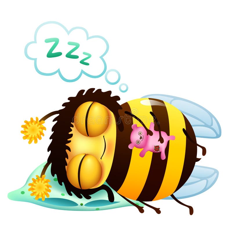 Sleeping bee stock vector. Illustration of pillow, antenna - 30805882