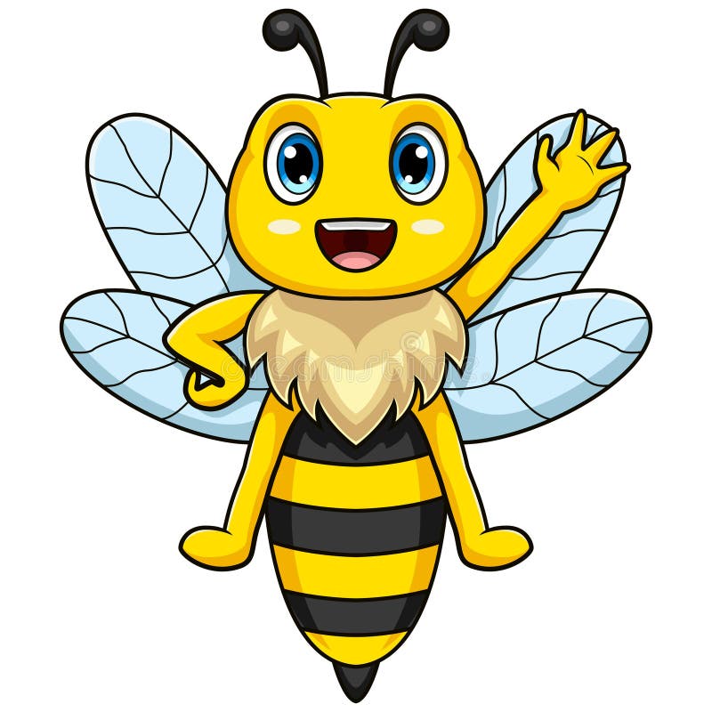 Cartoon bee waving hand stock illustration. Illustration of character ...