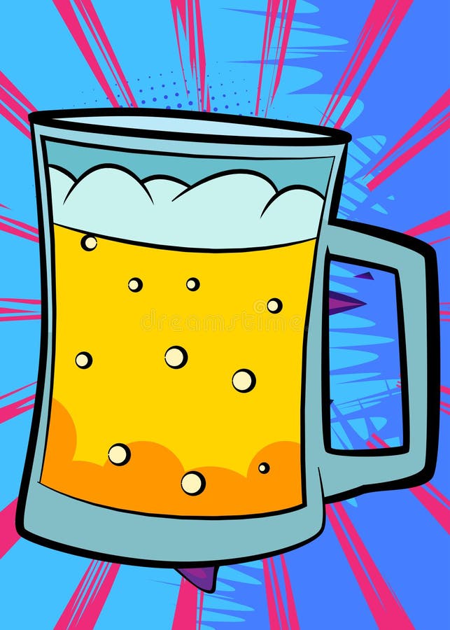 Cartoon Beer Glass, Comic Book Beverage. Retro Vector Comics Pop Art ...