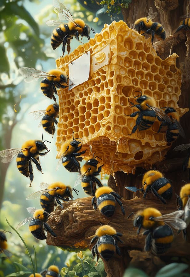 Cartoon Bees Builders are Engaged in Construction. Stock Photo - Image ...