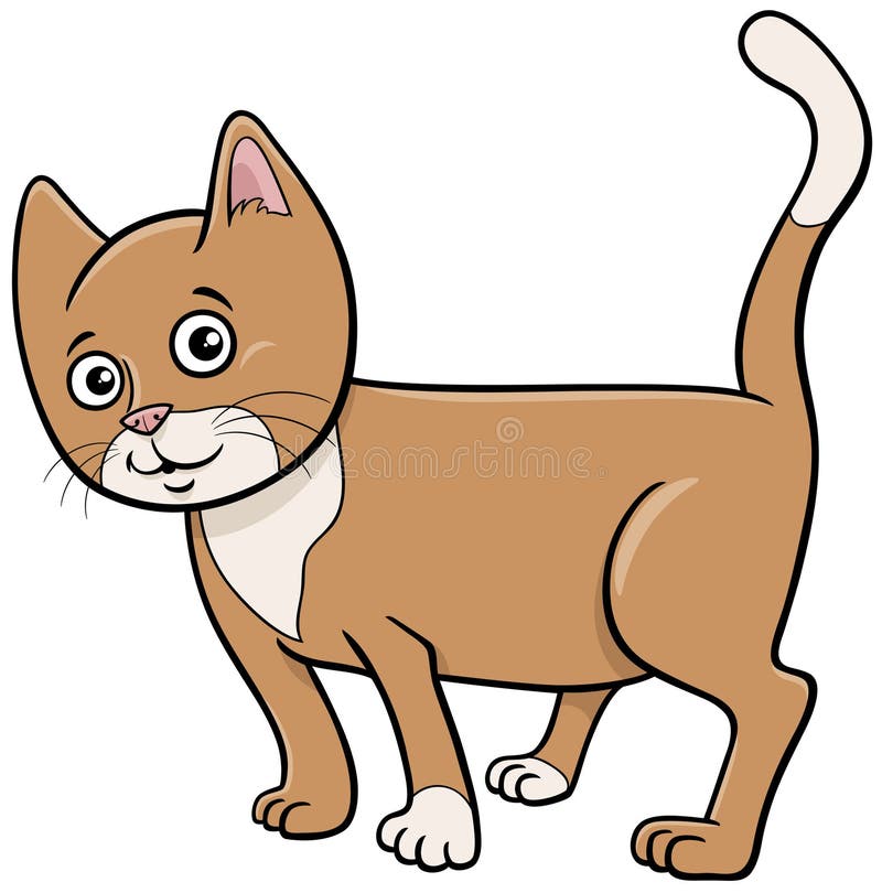 Cartoon Beige Cat or Kitten Comic Animal Character Stock Vector ...