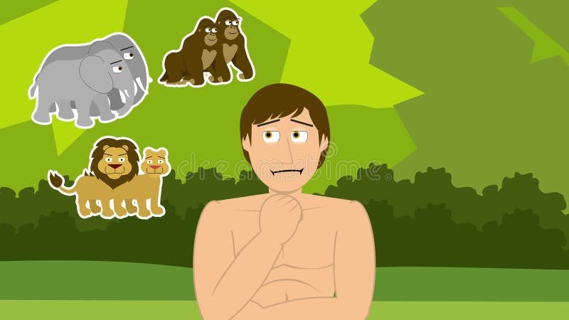 Cartoon Illustration of Adam Naming the Animals Stock Footage - Video ...