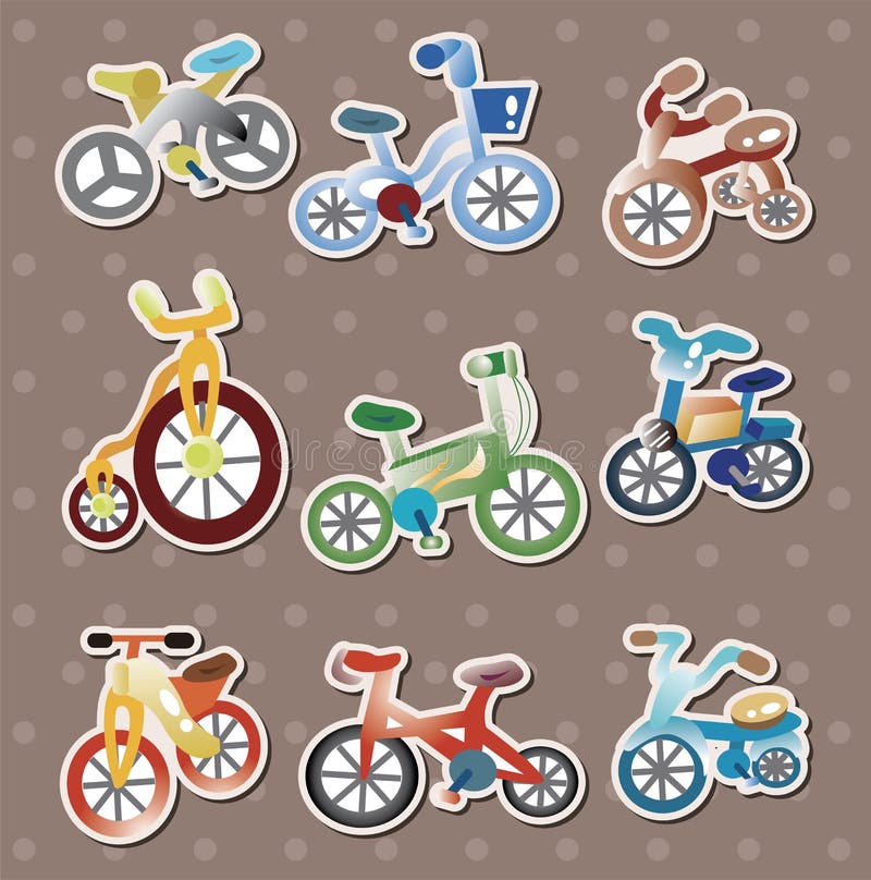 Cartoon Bicycle stickers stock vector. Illustration of draw - 26798504