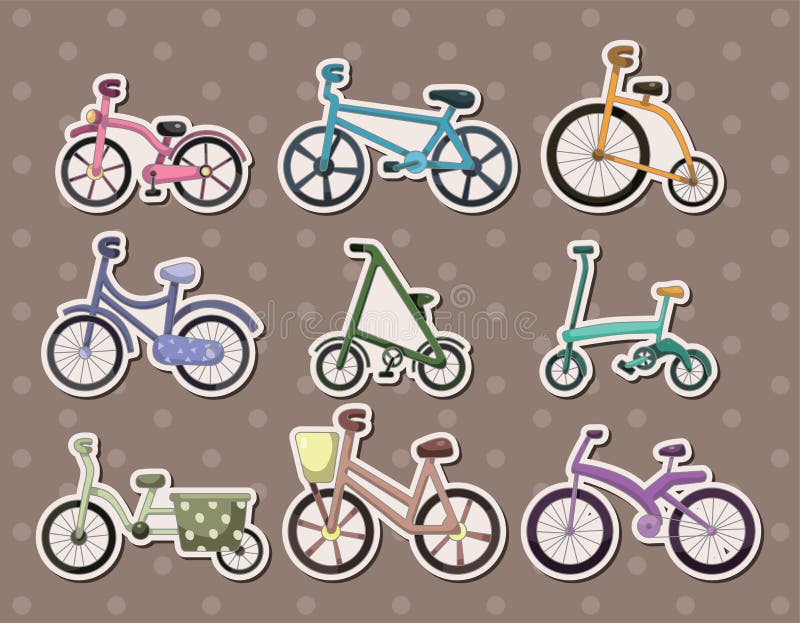Cartoon Bicycle stickers stock vector. Illustration of outline - 26939403