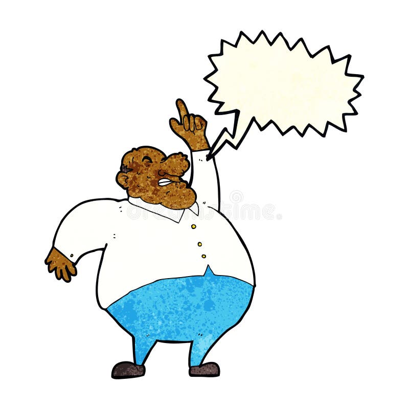 Cartoon Big Fat Boss with Speech Bubble Stock Illustration ...