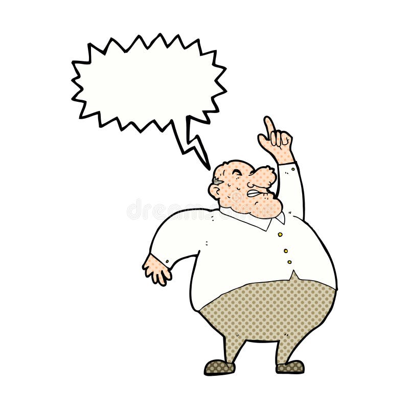 Cartoon Big Fat Boss with Speech Bubble Stock Illustration ...