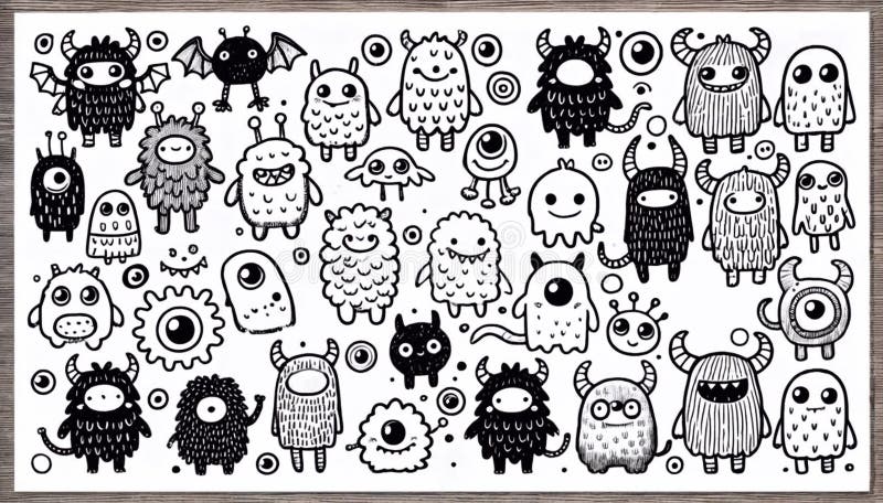 Cartoon Big Set of Various Monsters. the Monsters are of Different ...