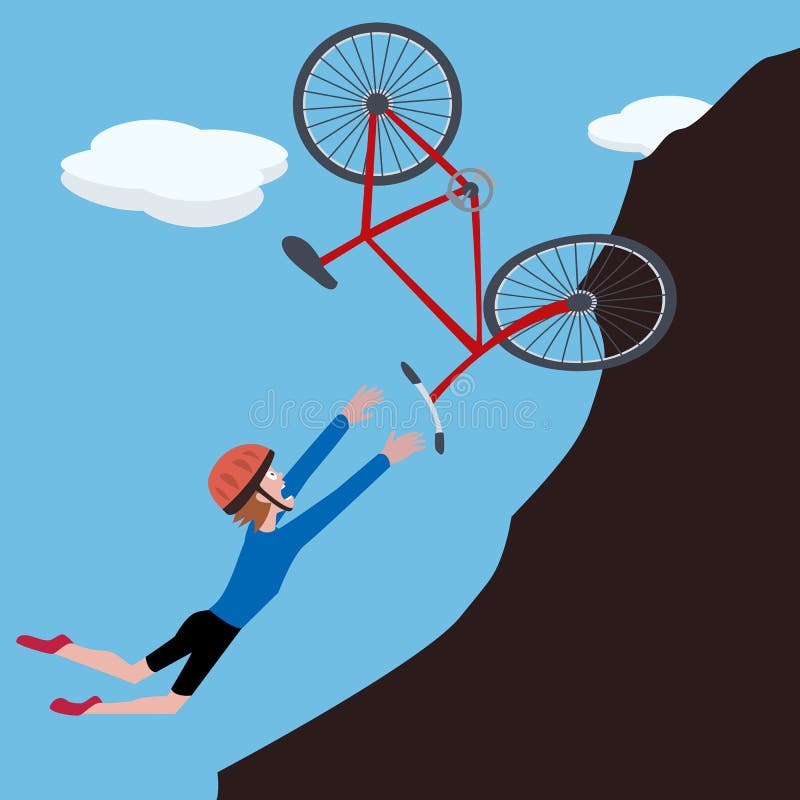 Cartoon Biker Falls on Slope Stock Vector - Illustration of male, hill ...