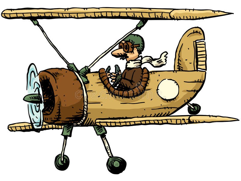Cartoon Biplane stock illustration. Illustration of scarf - 21597392