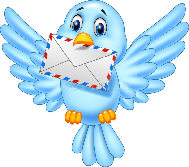 Cartoon Bird Delivering Letter Stock Vector - Illustration of cute ...
