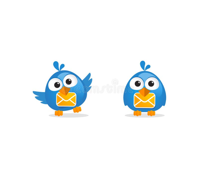 Cartoon Bird with Message. Funny Vector Illustration for Web. Stock ...