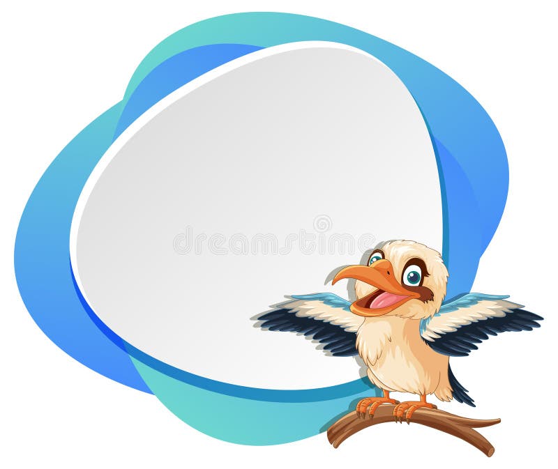 Cartoon Bird Perched on Abstract Shape Stock Vector - Illustration of ...