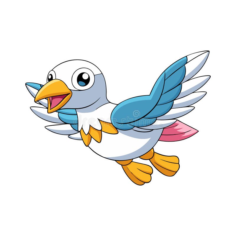 A Cartoon Bird with a Pink Tail is Flying in the Air Stock Illustration ...
