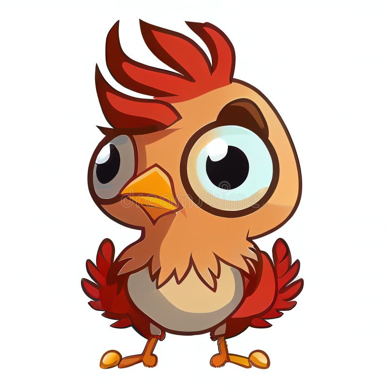 A Cartoon Bird with a Red Mohawk and Big Eyes Stock Illustration ...