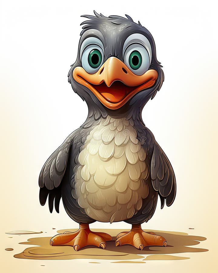 A Cartoon Bird with a Sad Look on Its Face Sitting on the Ground ...