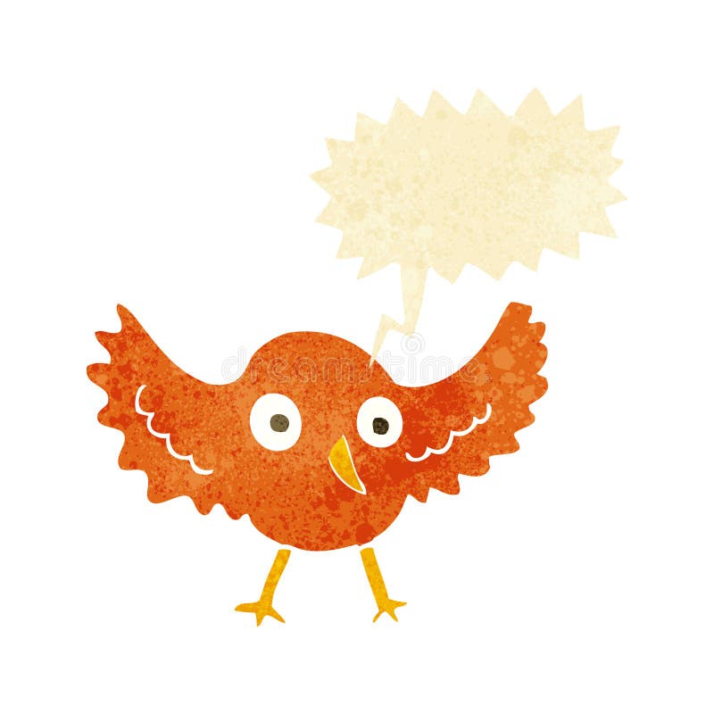 Cartoon Bird with Speech Bubble Stock Illustration - Illustration of ...