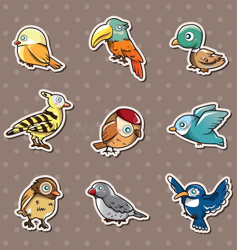 Cartoon bird stickers stock vector. Illustration of draw - 24551992