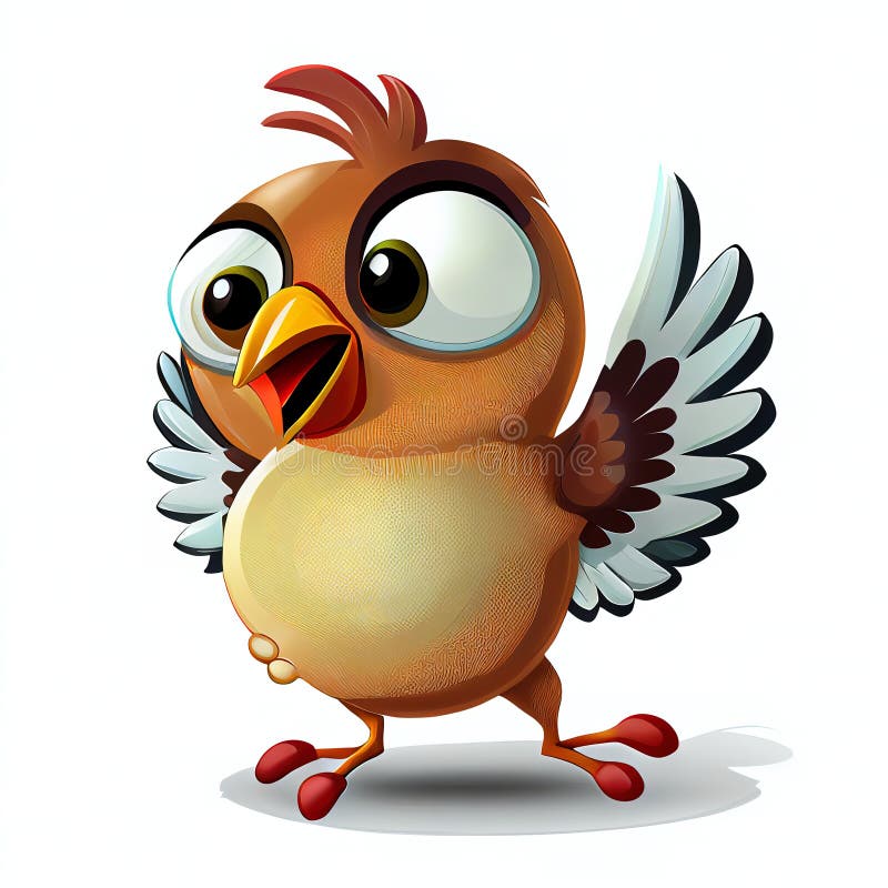 A Cartoon Bird with a Surprised Look on Its Face and Wings. Stock ...