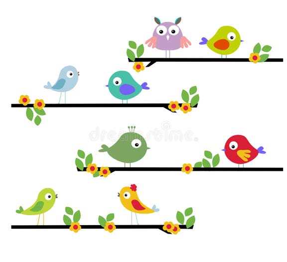 Cartoon bird on a tree stock illustration. Illustration of goose - 25150370